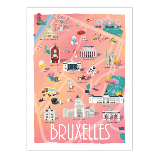Affiches belges illustrées et encadrées de villes de Belgique| Vinch atelier